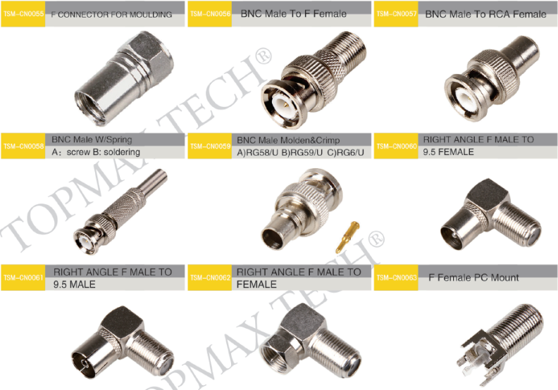 F CONNECTOR | BNC | RCA | RIGHT ANGLE | PC Mount - RF Connector ...